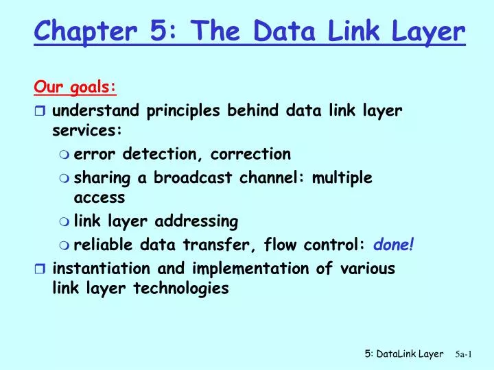 PPT - Chapter 5: The Data Link Layer PowerPoint Presentation, free ...