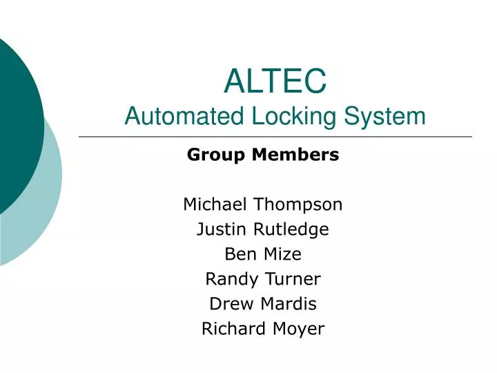 PPT - ALTEC Automated Locking System PowerPoint Presentation, free ...