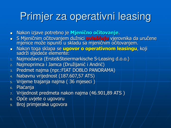 PPT - Ugovor o leasingu PowerPoint Presentation - ID:285521