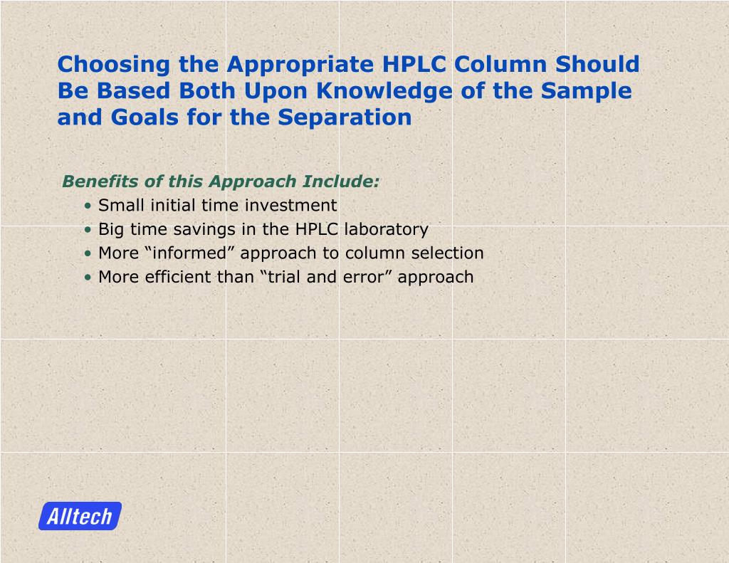 Ppt An Efficient Approach To Column Selection In Hplc Method