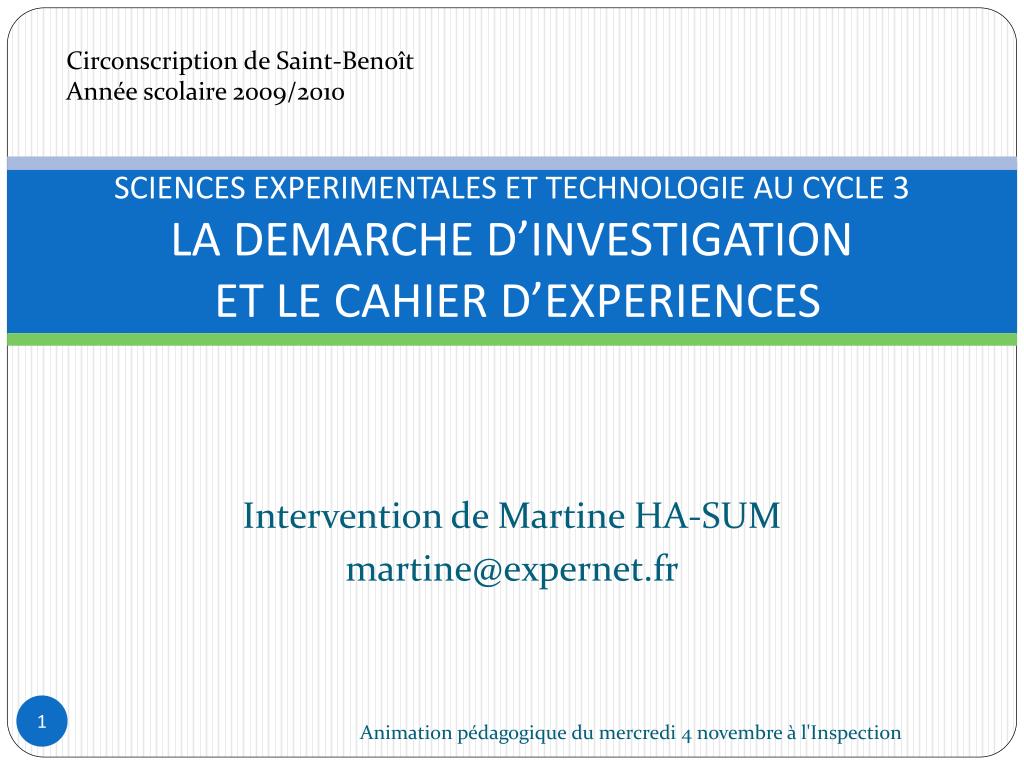 PPT - SCIENCES EXPERIMENTALES ET TECHNOLOGIE AU CYCLE 3 LA DEMARCHE D ...