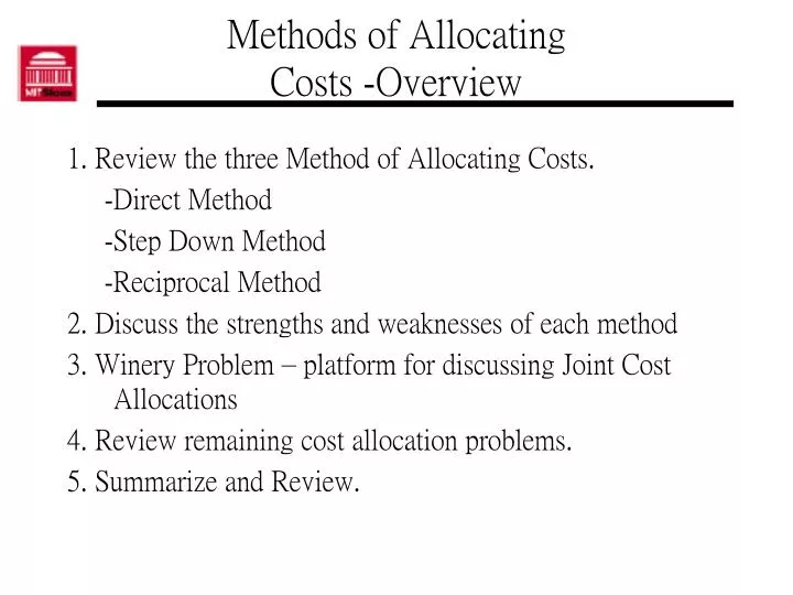 PPT - Methods of Allocating Costs -Overview PowerPoint Presentation ...