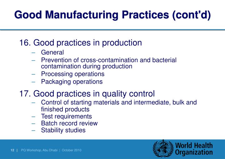 PPT - Good Manufacturing Practices Purpose and Principles of GMP ...
