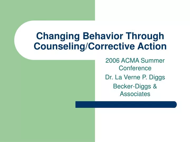 PPT - Changing Behavior Through Counseling/Corrective Action PowerPoint ...