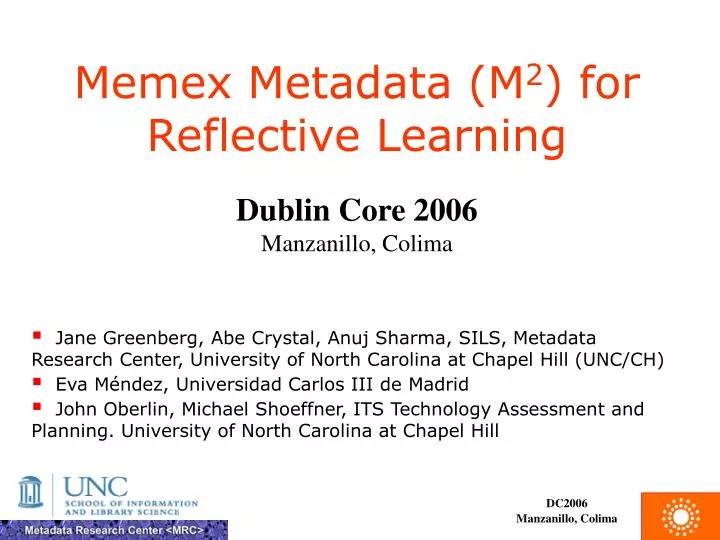 PPT - Memex Metadata (M 2 ) for Reflective Learning PowerPoint ...