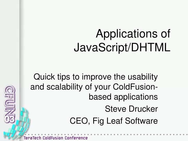 PPT - Applications of JavaScript/DHTML PowerPoint Presentation, free ...