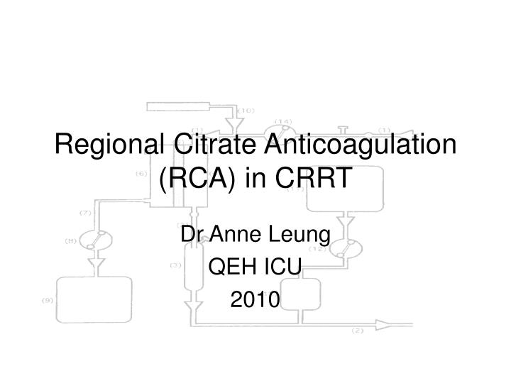 PPT - Regional Citrate Anticoagulation (RCA) in CRRT PowerPoint ...