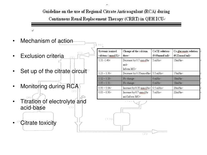 PPT - Regional Citrate Anticoagulation (RCA) in CRRT PowerPoint ...