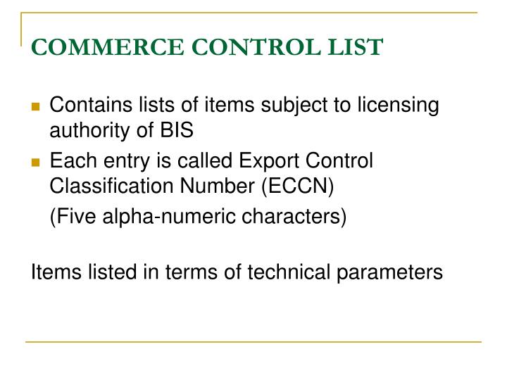 PPT - EXPORT ADMINISTRATION REGULATIONS (EAR) CLASSIFICATION PROCESS ...