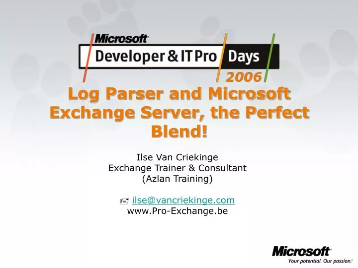 PPT - Log Parser and Microsoft Exchange Server, the Perfect Blend ...