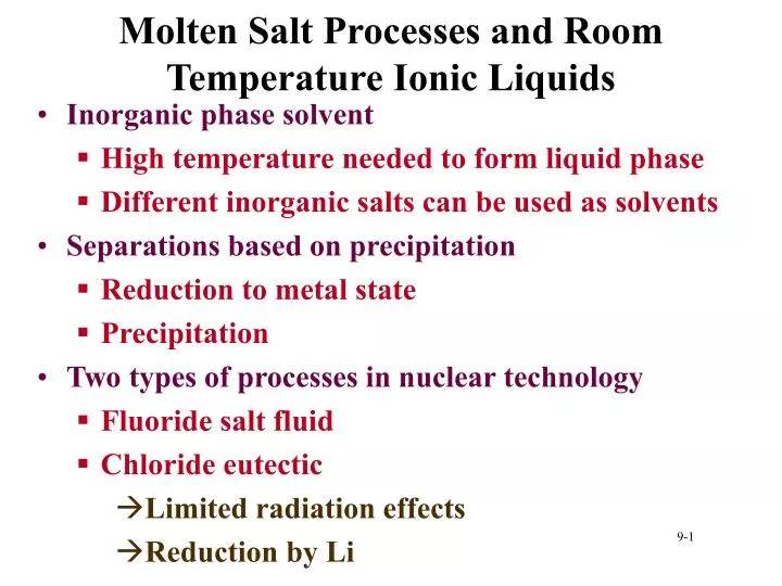 PPT - Molten Salt Processes and Room Temperature Ionic Liquids ...