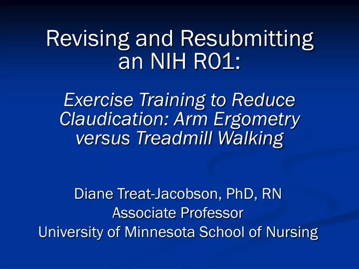 PPT - Revising and Resubmitting an NIH R01: Exercise Training to Reduce ...