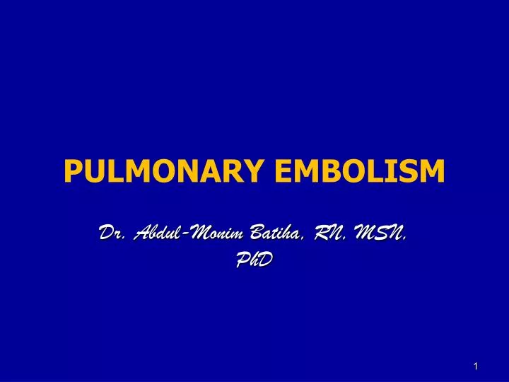 PPT - PULMONARY EMBOLISM PowerPoint Presentation, free download - ID:299686