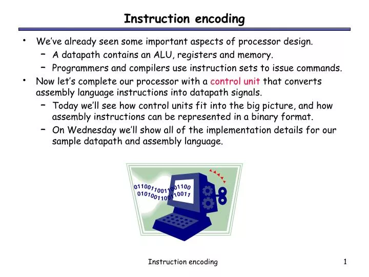 PPT - Instruction encoding PowerPoint Presentation, free download - ID ...