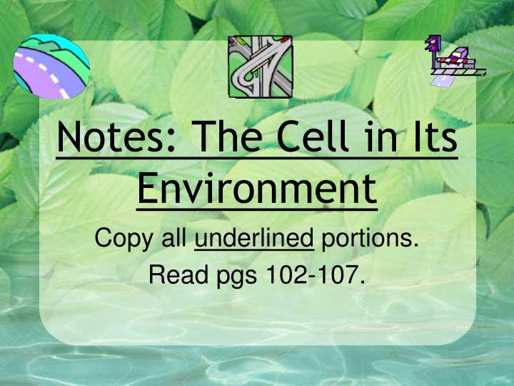 PPT - Notes: The Cell in Its Environment PowerPoint Presentation, free ...