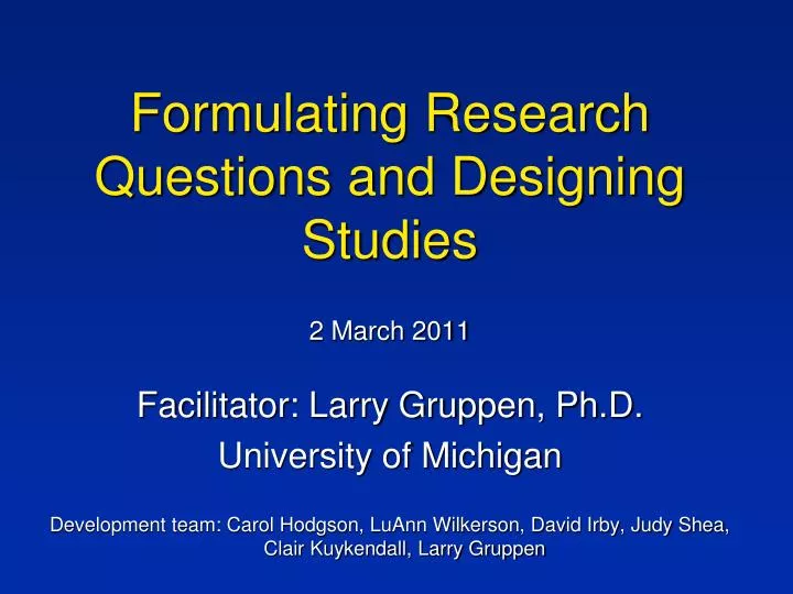 PPT - Formulating Research Questions and Designing Studies PowerPoint ...
