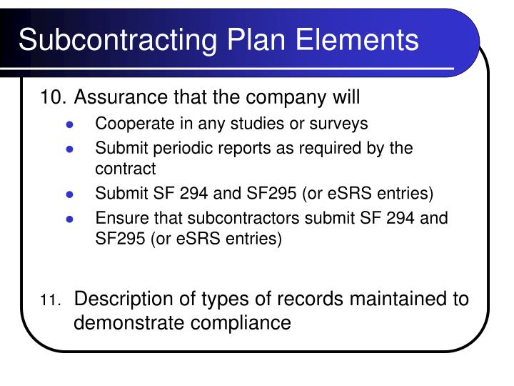 PPT - Subcontracting Plans PowerPoint Presentation - ID:305373