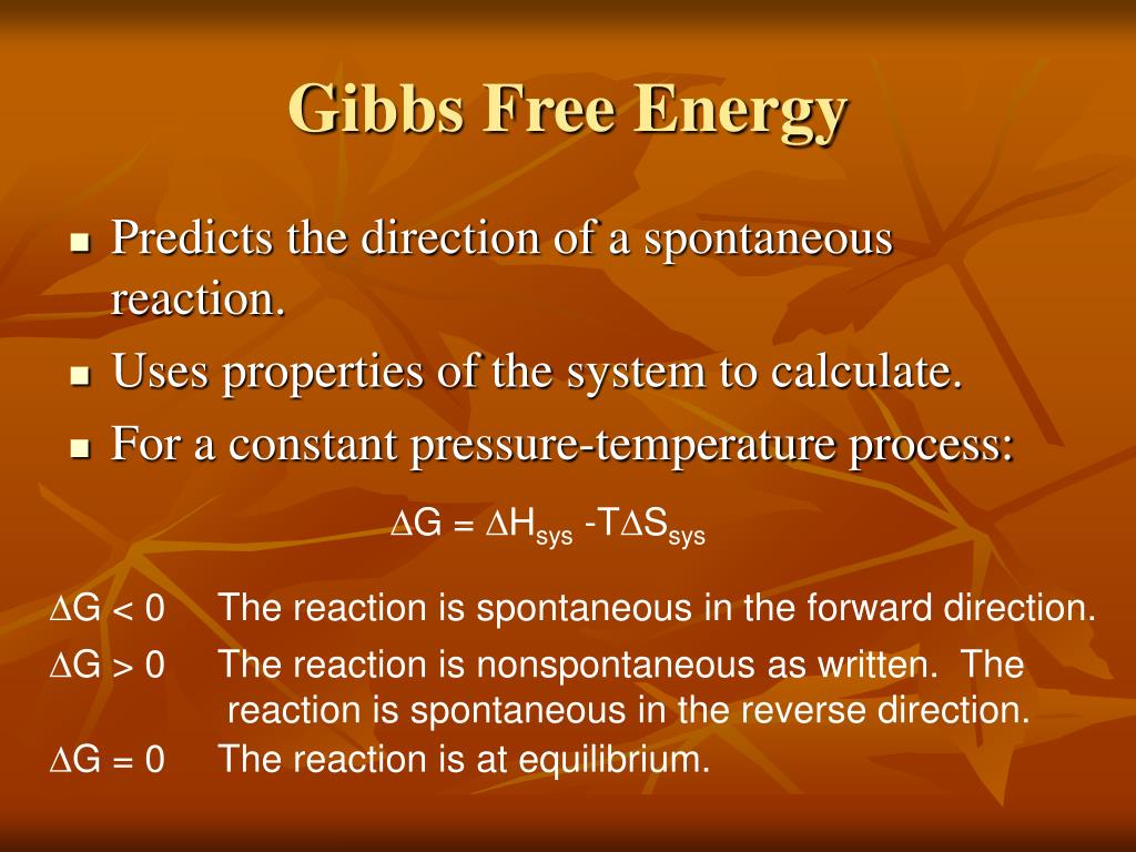 PPT - Chemical Thermodynamics: Entropy, Free Energy and Equilibrium ...