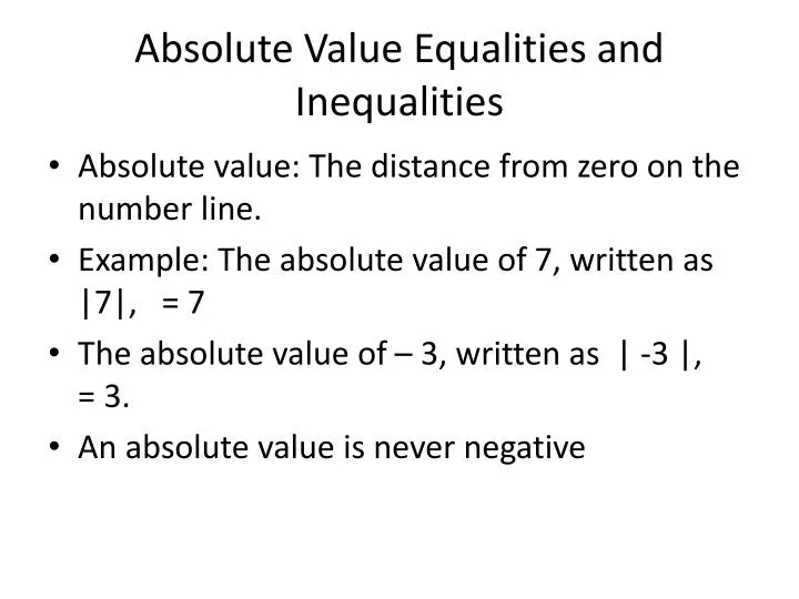 PPT - Absolute Value Equalities and Inequalities PowerPoint ...