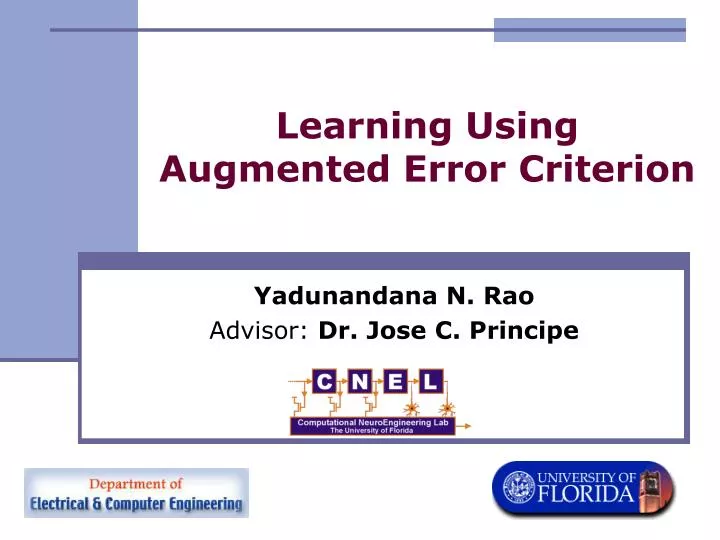 Ppt Learning Using Augmented Error Criterion Powerpoint Presentation
