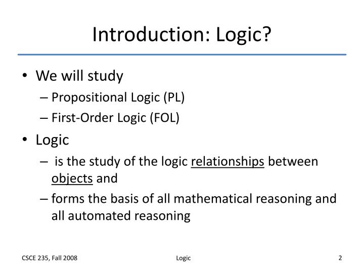PPT - Introduction to Logic PowerPoint Presentation - ID:308626