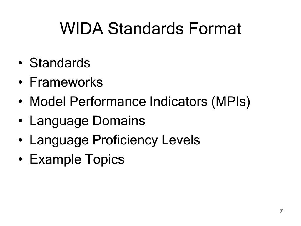 PPT - “ WIDA Standards and ESL Curriculum Alignment” PowerPoint ... PPT - “ WIDA Standards and ESL Curriculum Alignment” PowerPoint ...