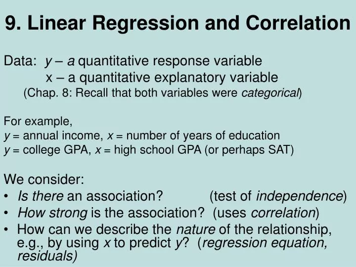 PPT - 9. Linear Regression and Correlation PowerPoint Presentation ... PPT - 9. Linear Regression and Correlation PowerPoint Presentation ...