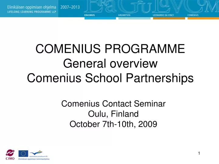 PPT - COMENIUS PROGRAMME General overview Comenius School Partnerships ...