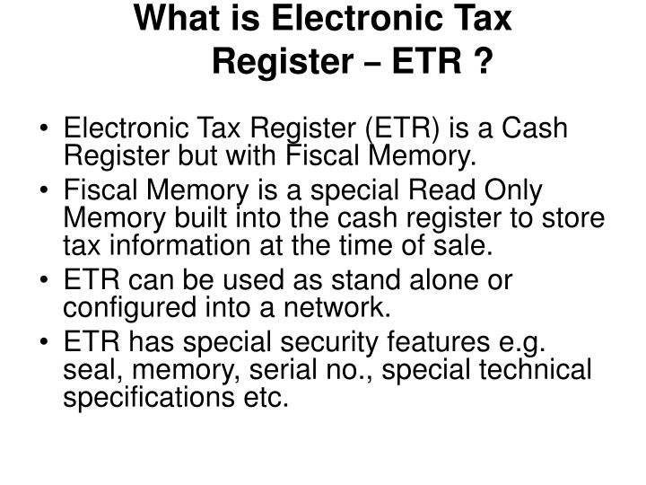 PPT - INTRODUCTION OF ELECTRONIC TAX REGISTERS IN KENYA PowerPoint ...