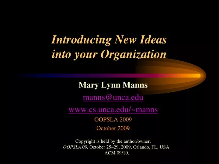 PPT - Introducing New Ideas into your Organization PowerPoint ...