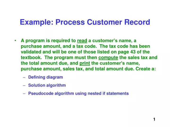 PPT - Example: Process Customer Record PowerPoint Presentation, free ...