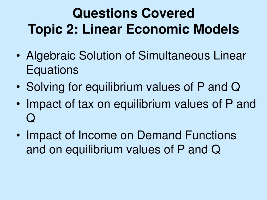 Ppt Topic 2 Linear Economic Models Powerpoint Presentation Free