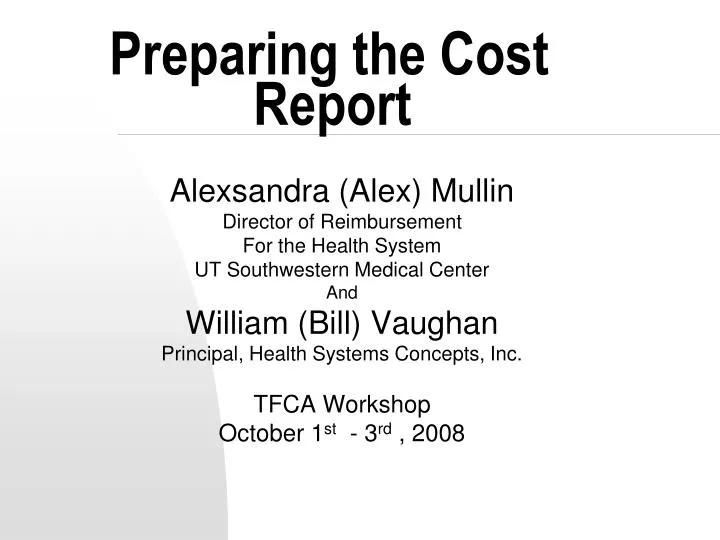 PPT - Preparing the Cost Report PowerPoint Presentation, free download ...