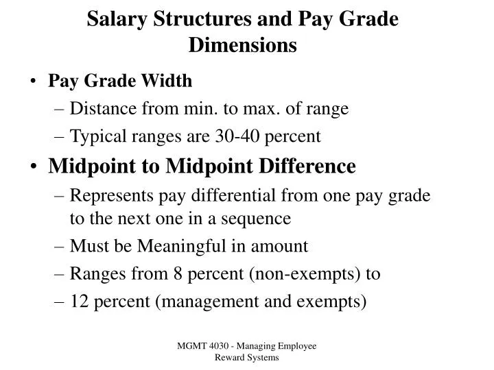 PPT - Salary Structures and Pay Grade Dimensions PowerPoint ...
