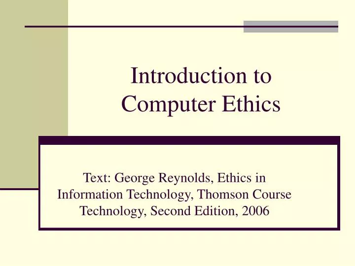 PPT - Introduction to Computer Ethics PowerPoint Presentation, free ...