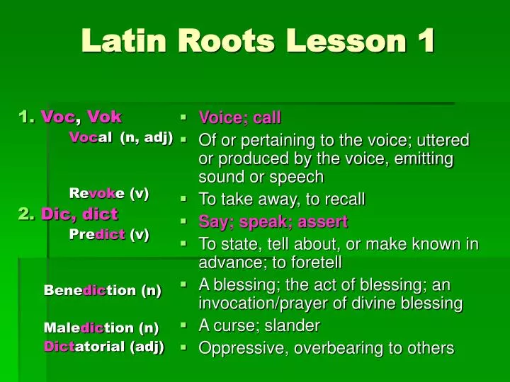 PPT - Latin Roots Lesson 1 PowerPoint Presentation, free download - ID ...