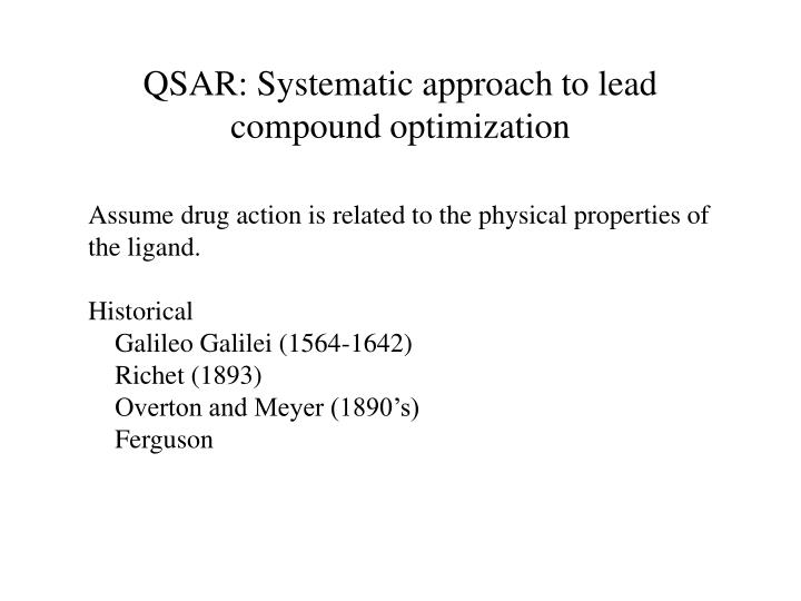 PPT - Quantitative Structure-Activity Relationships (QSAR) PowerPoint ...