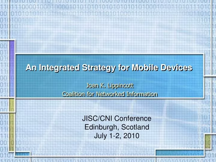 PPT - An Integrated Strategy for Mobile Devices PowerPoint Presentation ...