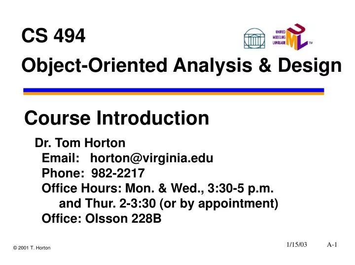 Ppt Cs 494 Object Oriented Analysis And Design Powerpoint Presentation