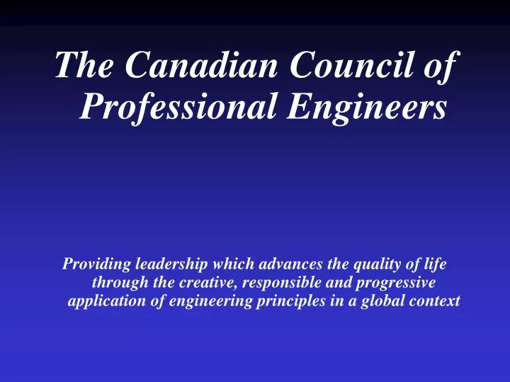 PPT - The Canadian Council of Professional Engineers PowerPoint ...