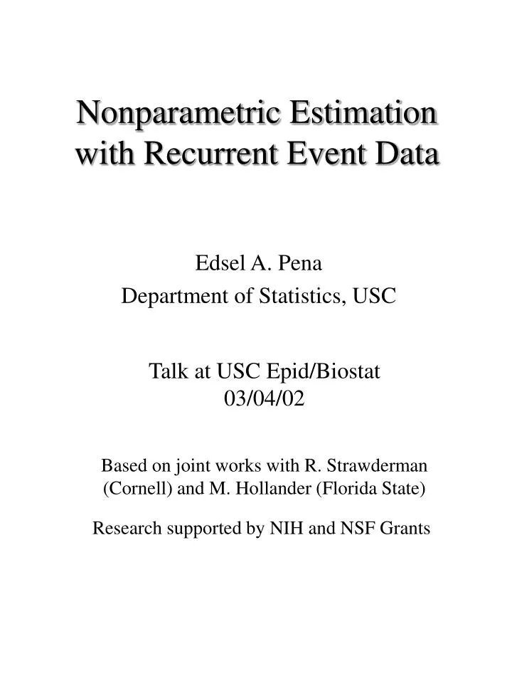 Ppt Nonparametric Estimation With Recurrent Event Data Powerpoint