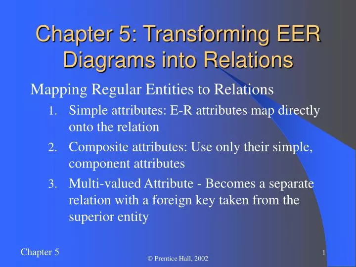 PPT - Chapter 5: Transforming EER Diagrams into Relations PowerPoint ...