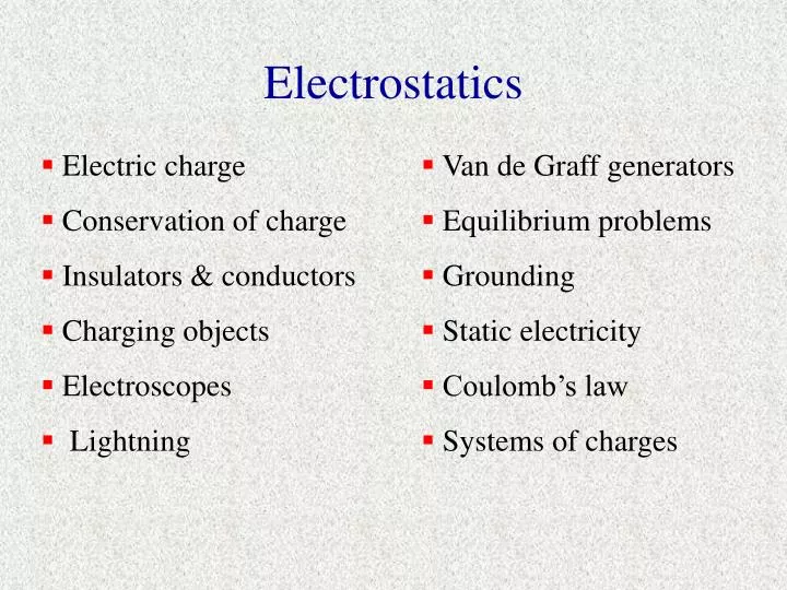 PPT - Electrostatics PowerPoint Presentation, free download - ID:321020