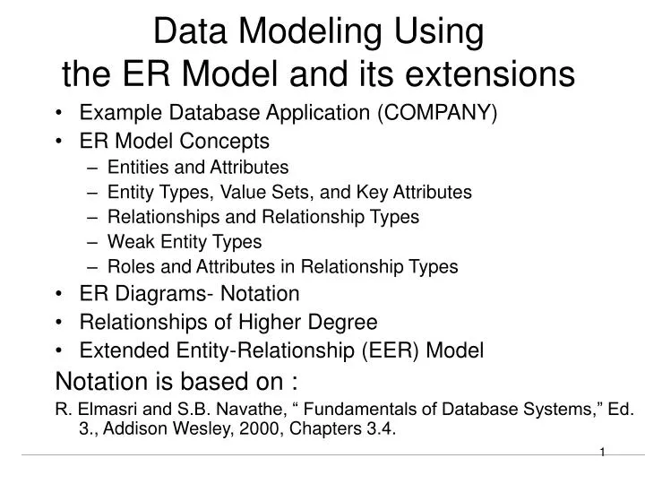 PPT - Data Modeling Using the ER Model and its extensions PowerPoint ...