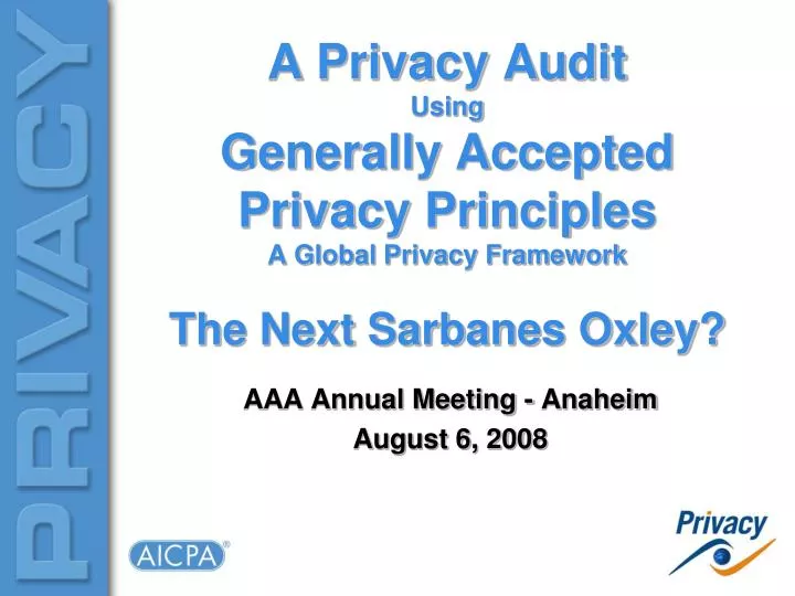 PPT - A Privacy Audit Using Generally Accepted Privacy Principles A ...