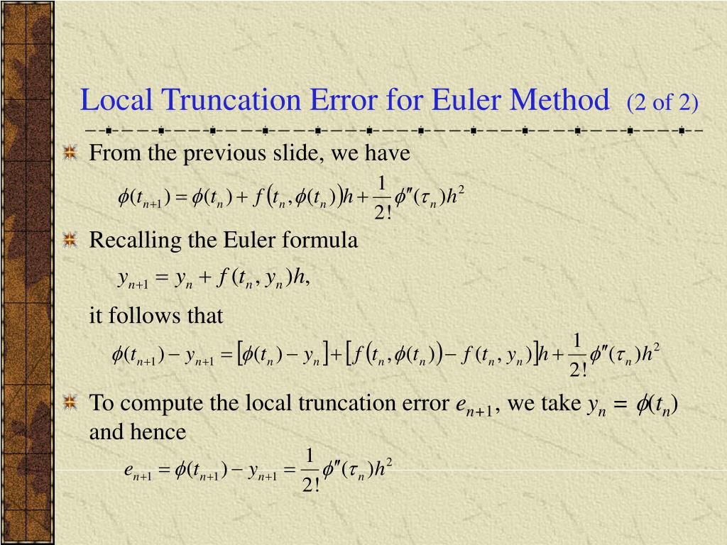 PPT - Ch 8.1 Numerical Methods: The Euler or Tangent Line Method ... PPT - Ch 8.1 Numerical Methods: The Euler or Tangent Line Method ...