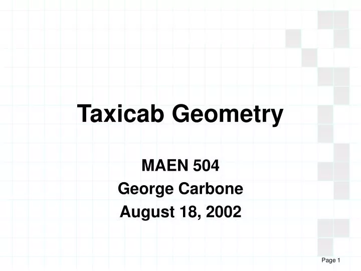 Example of taxicab geometry - ktpcduz