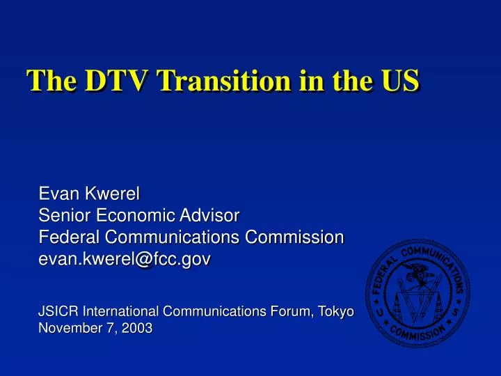 PPT - The DTV Transition in the US PowerPoint Presentation, free ...