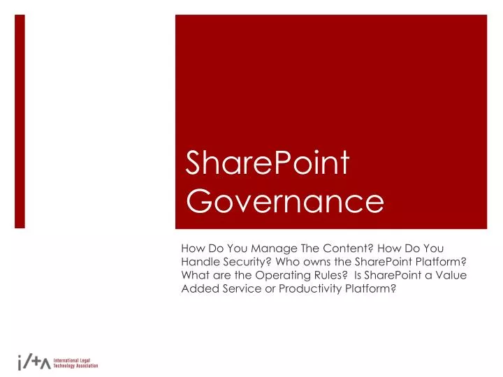 PPT - SharePoint Governance PowerPoint Presentation, free download - ID ...