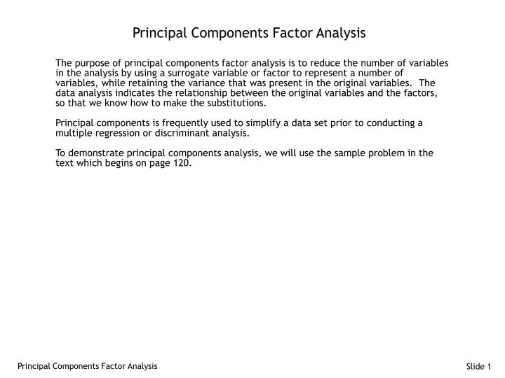 PPT - Principal Components Factor Analysis PowerPoint Presentation ...